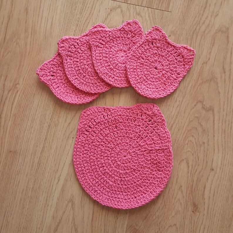 Crochet Cat Face Placemat and Coasters Pdf Pattern, Cat Crochet ...