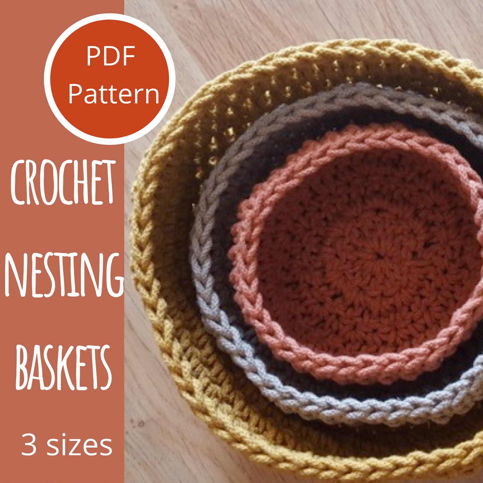 Nesting Baskets Crochet Pattern, Crochet Baskets in 3 Sizes, Crochet ...