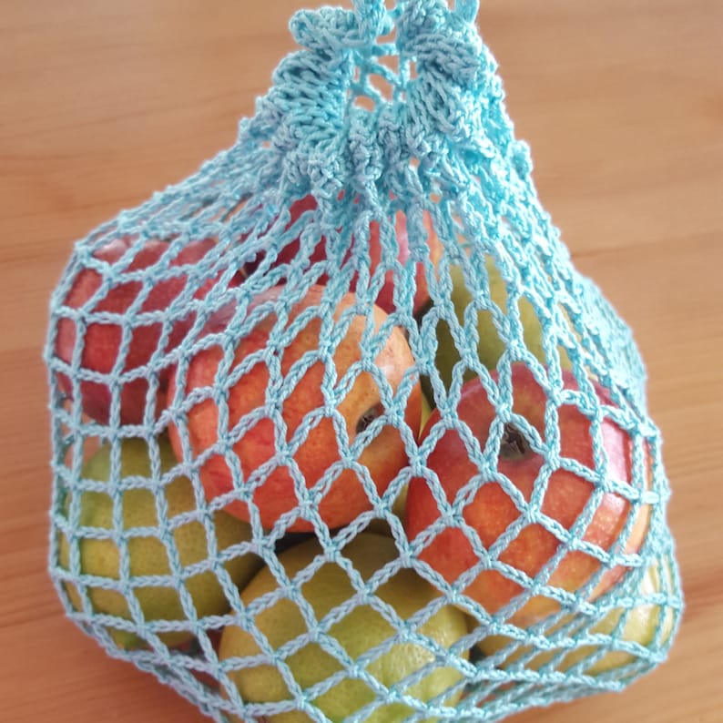 Crochet Drawstring Net Bag Pattern, 3 Sizes, Reusable Fruit Bag ...
