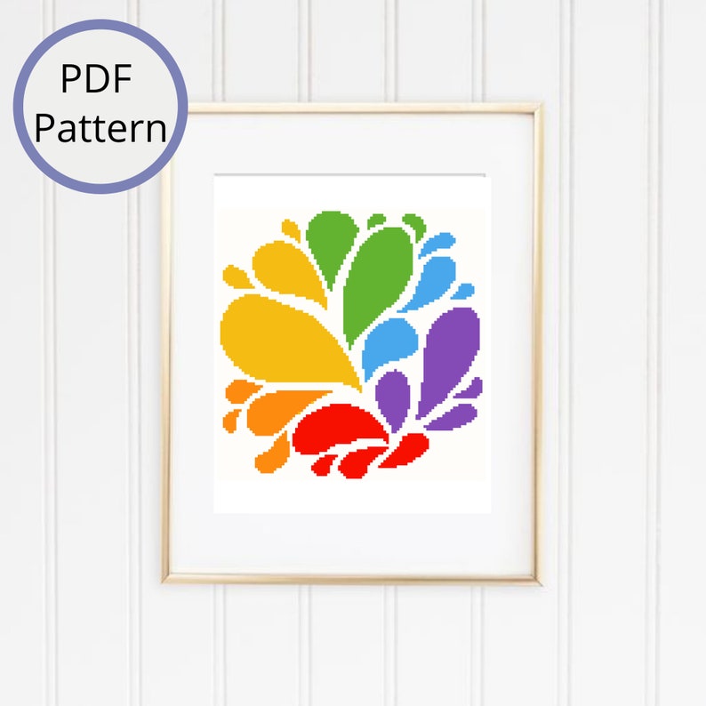 Abstract Rainbow Cross Stitch Pattern, Splash of Color, Rainbow Art ...
