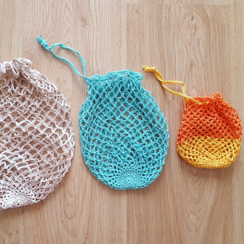 Crochet Drawstring Net Bag Pattern 3 Sizes Reusable Fruit - Etsy