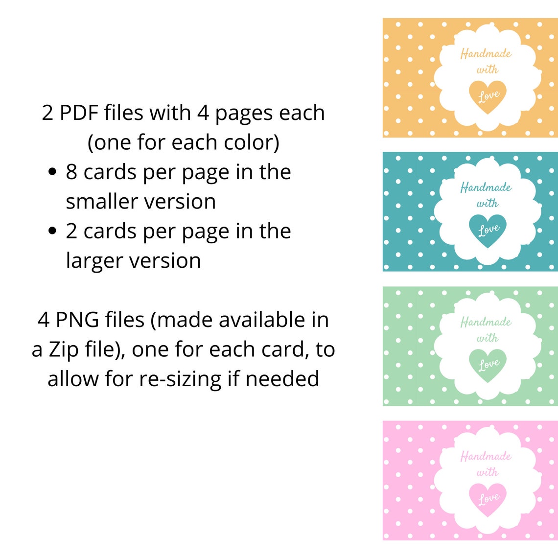 Printable Polkadot Pastel Handmade With Love Labels 2 Sizes - Etsy