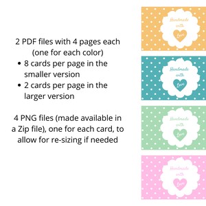 Printable Polkadot Pastel Handmade With Love Labels, 2 Sizes, 4 Colors ...