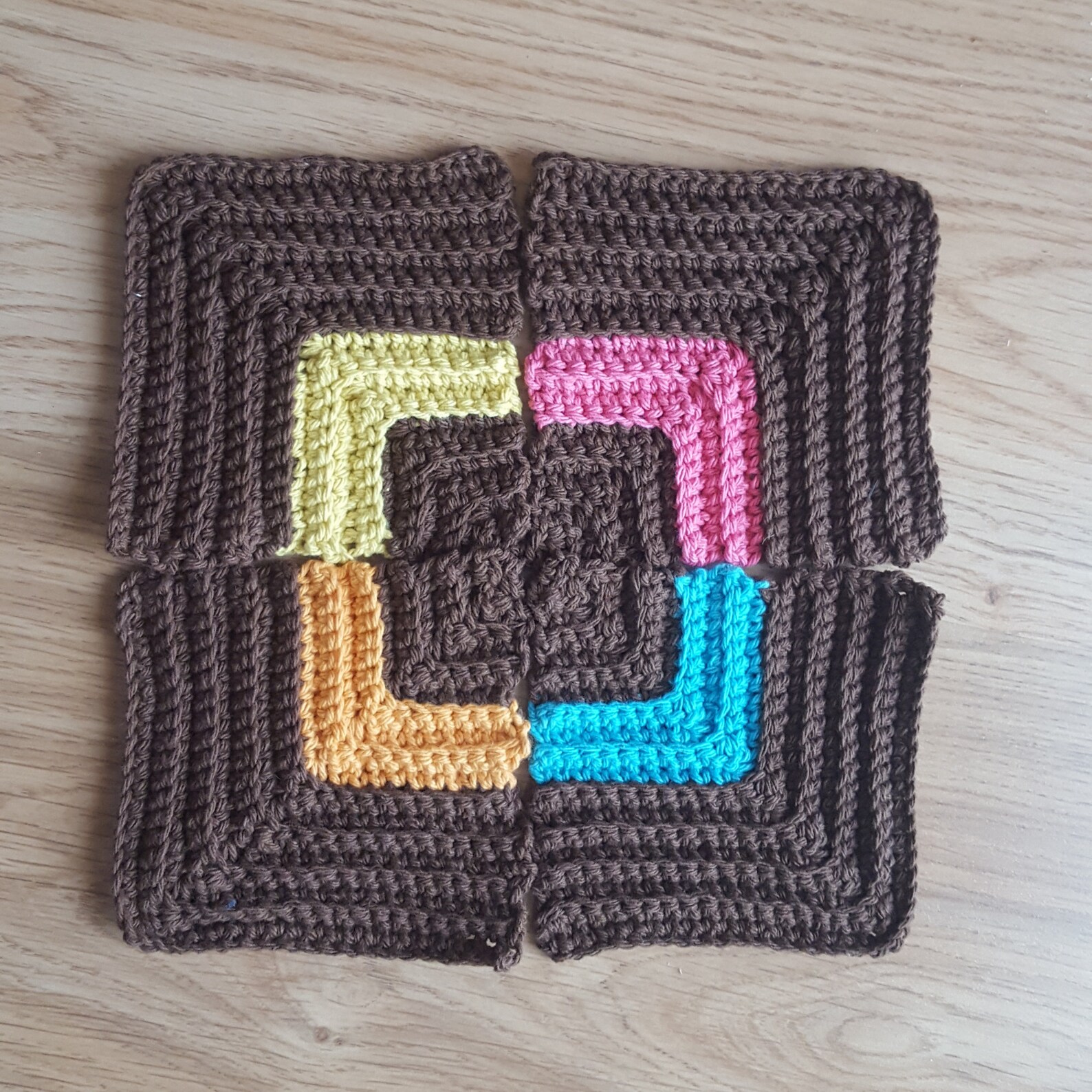 Retro Crochet Coasters Pattern, Square Crochet Coasters, Colorful ...