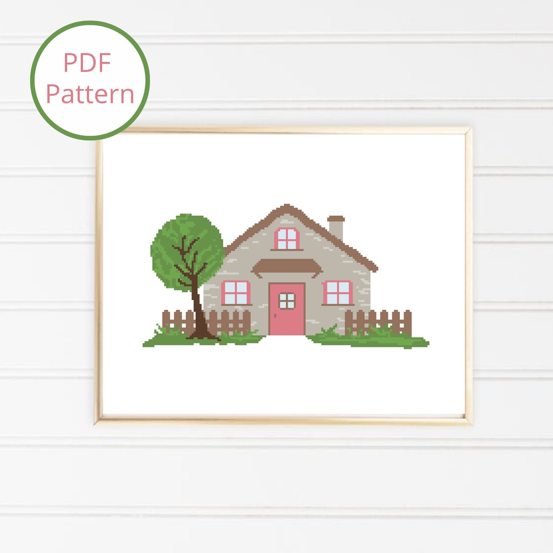 Country Cottage Cross Stitch Pattern, Country Landscape Cross Stitch ...