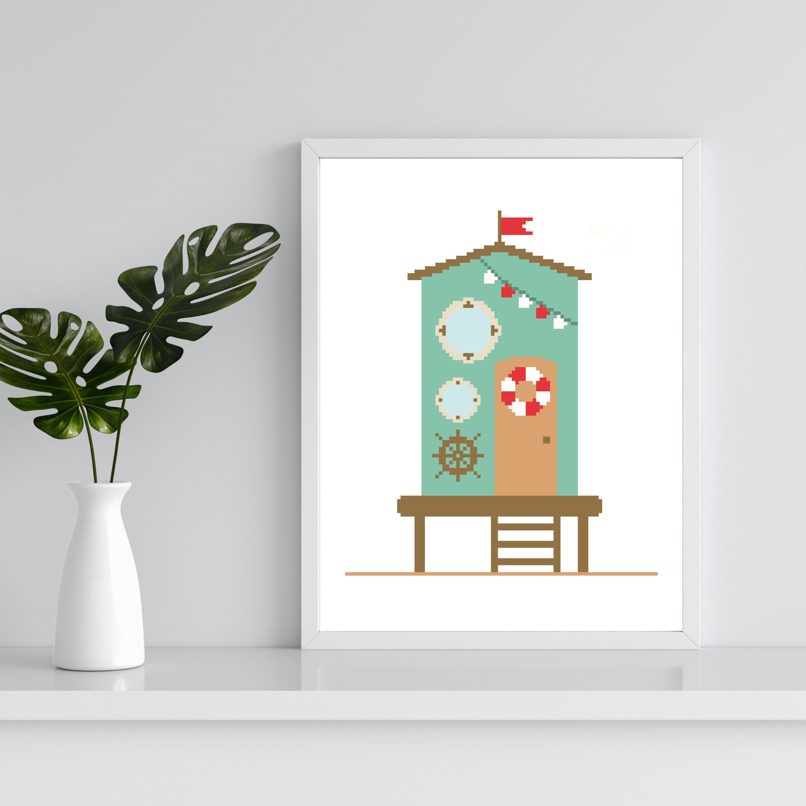 Beach Hut Cross Stitch Pattern Beach House Pattern Beach - Etsy