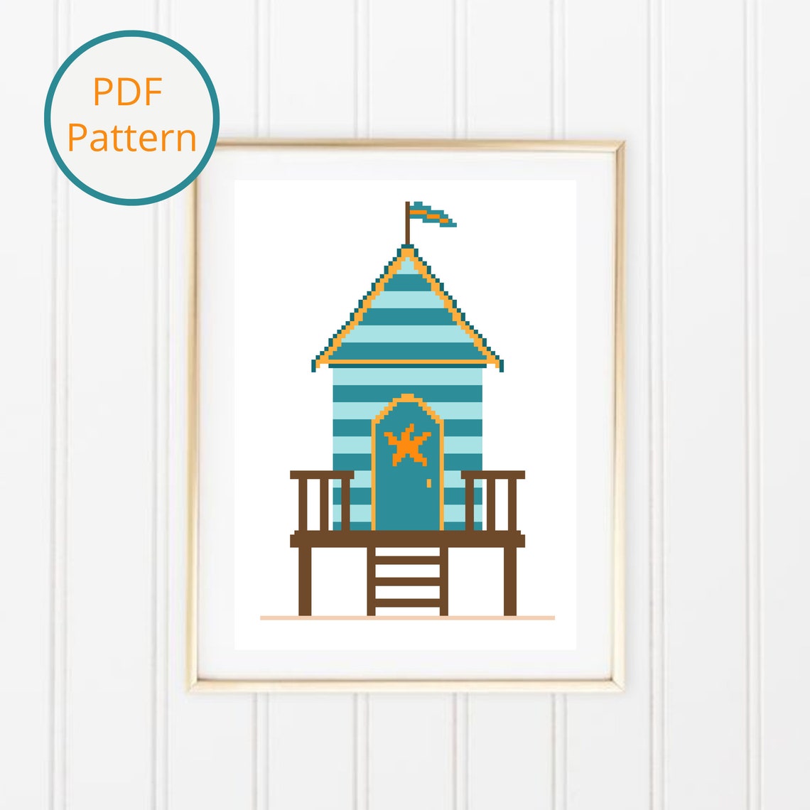 Beach Hut Cross Stitch Pattern Beach House Pattern Beach - Etsy