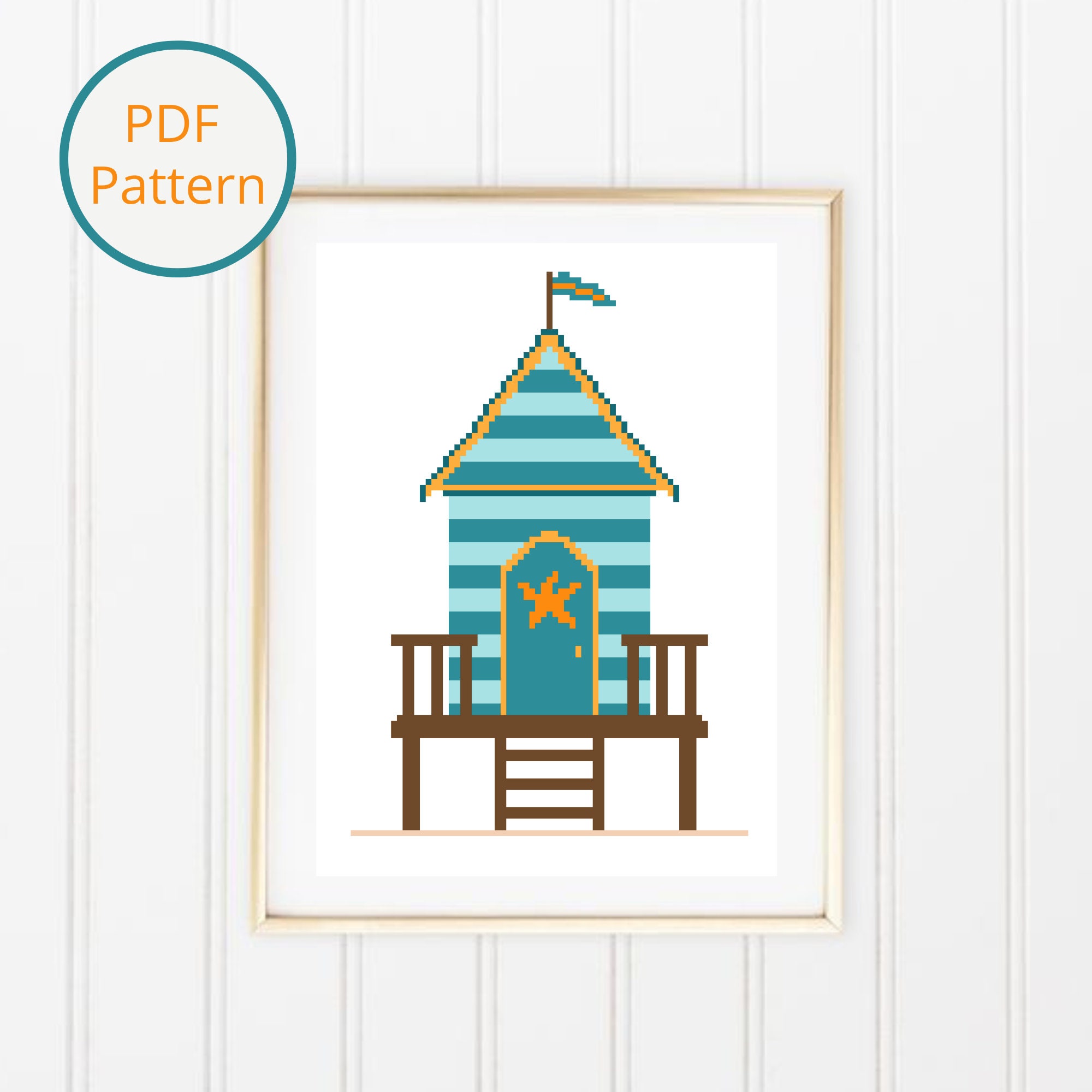 Beach Hut Cross Stitch Pattern Beach House Pattern Beach - Etsy