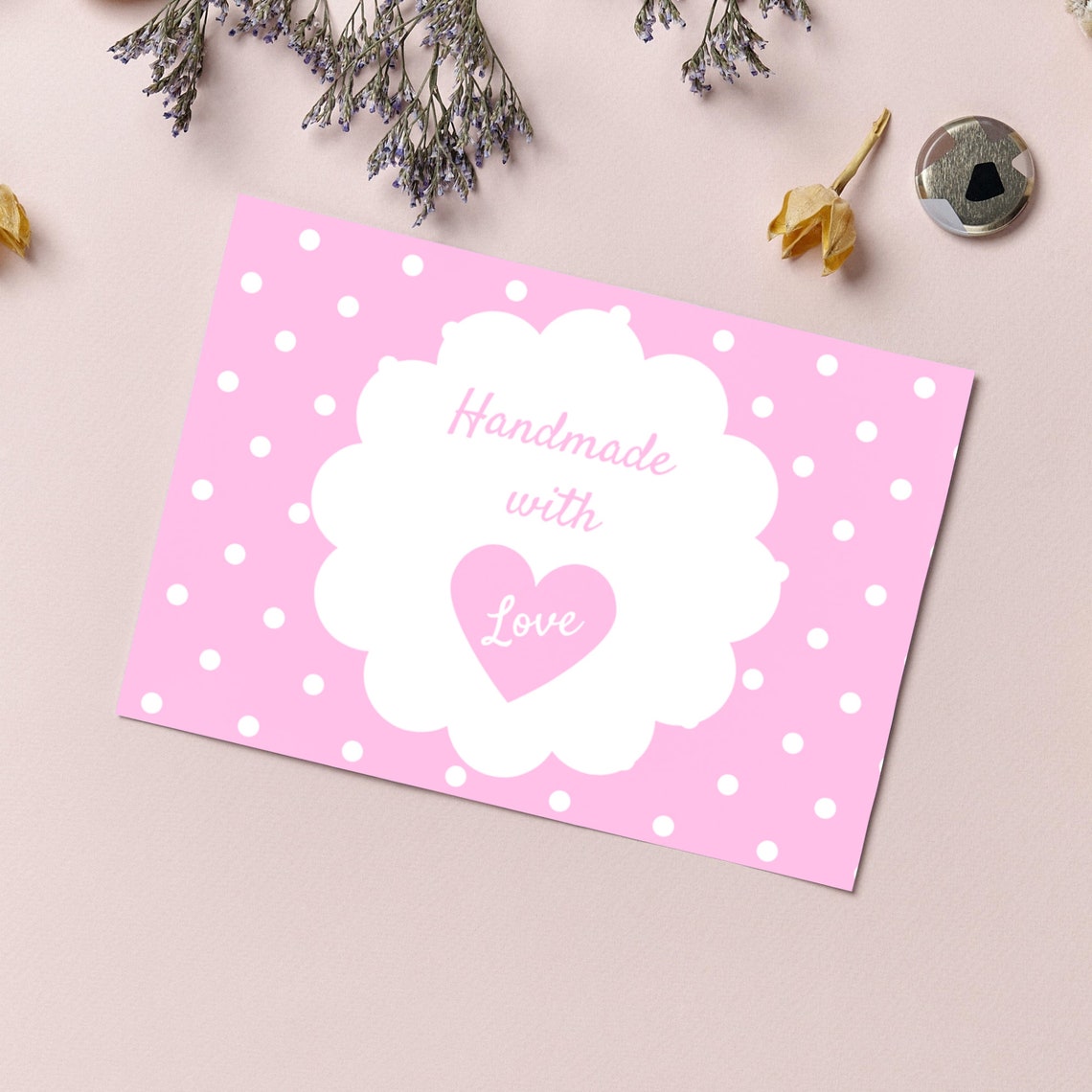 Printable Polkadot Pastel Handmade With Love Labels 2 Sizes - Etsy