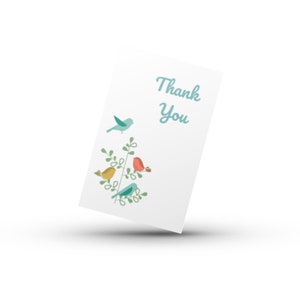 Printable Mini Foldable Birds Thank You Cards, Birds Thank You Notes ...