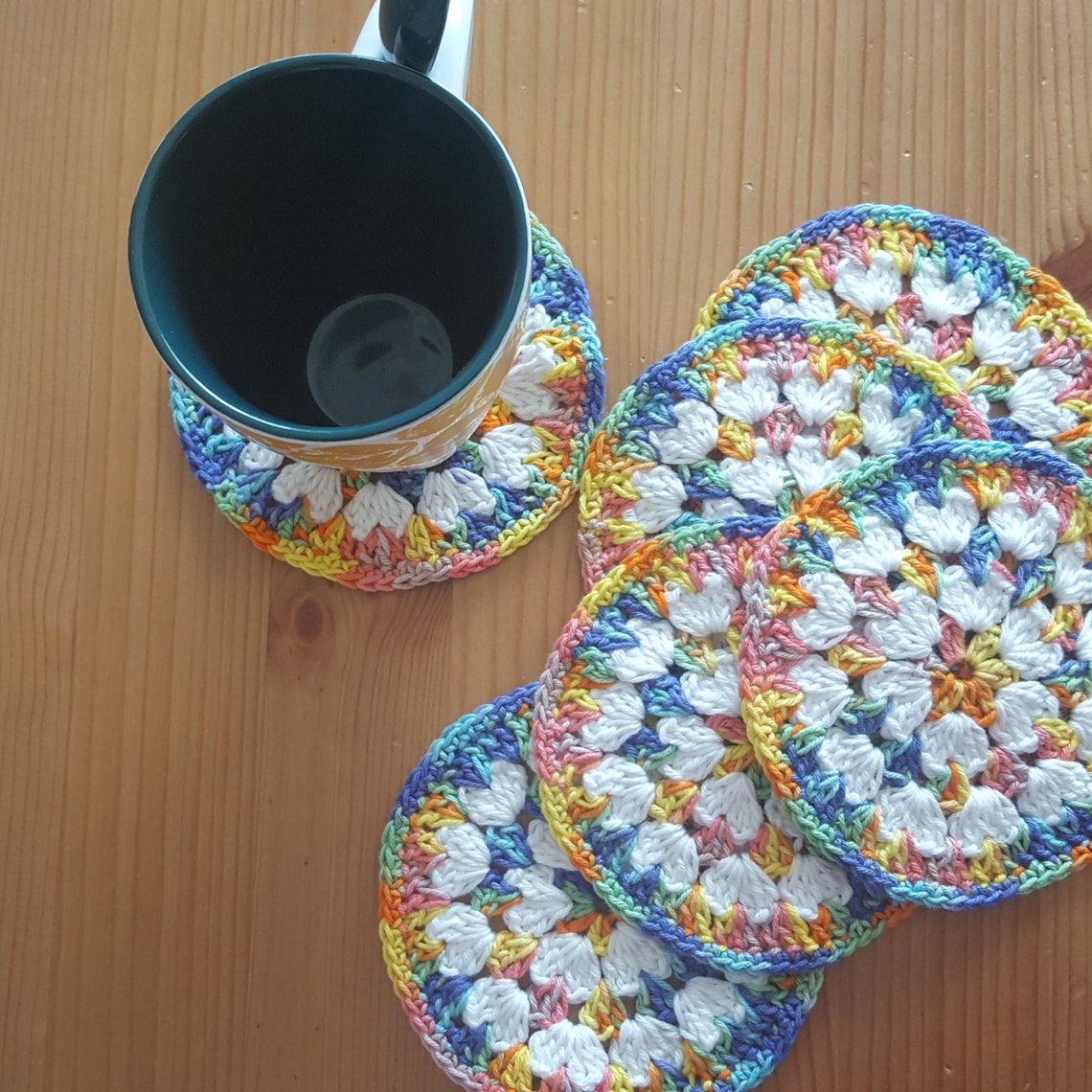 Colorful Crochet Coasters Pattern Quick Crochet Pattern - Etsy