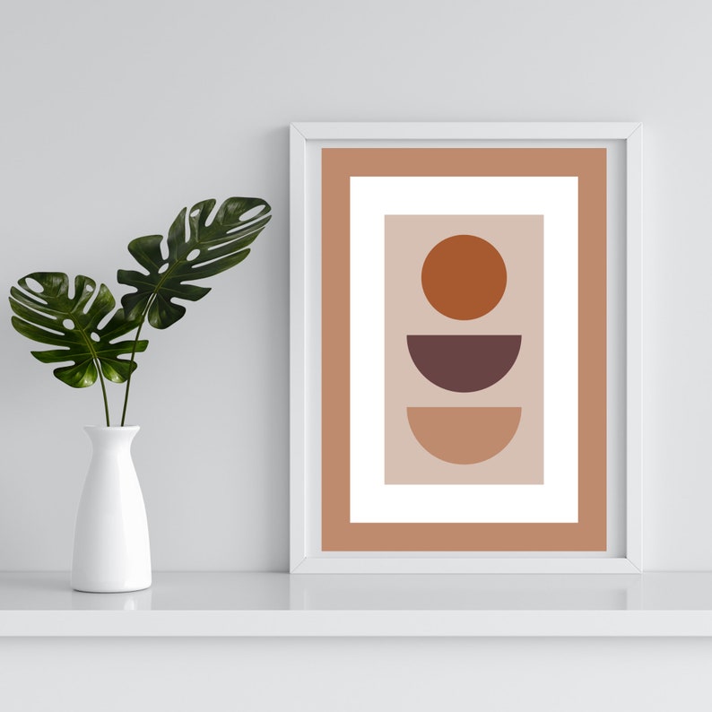 3-piece Abstract Geometric Printable Wall Art in Earth Tones, Abstract Decor, Geometric Wall Art ...