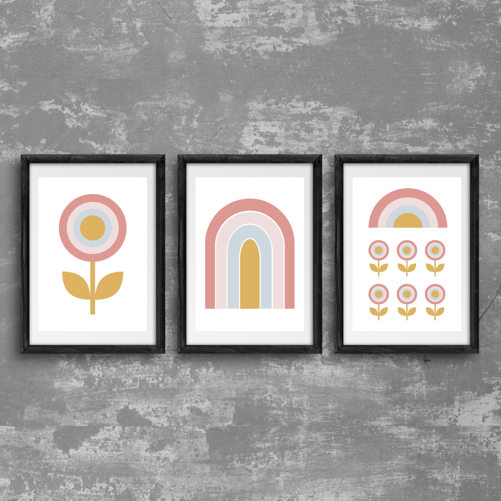 4 Piece Retro Wall Art Set Retro Poster Set Nursery Decor - Etsy