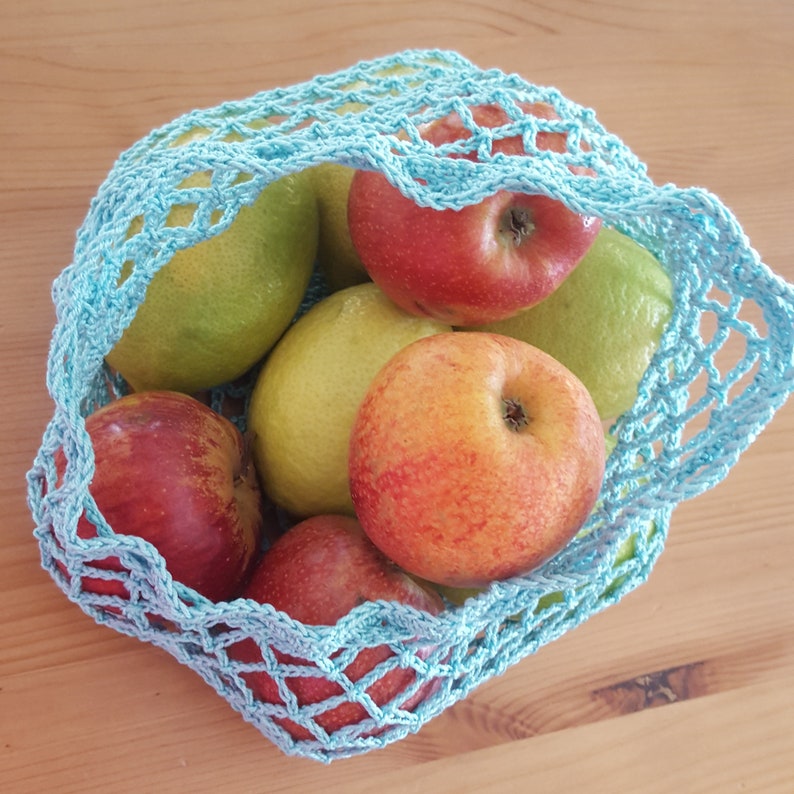 Crochet Drawstring Net Bag Pattern, 3 Sizes, Reusable Fruit Bag ...