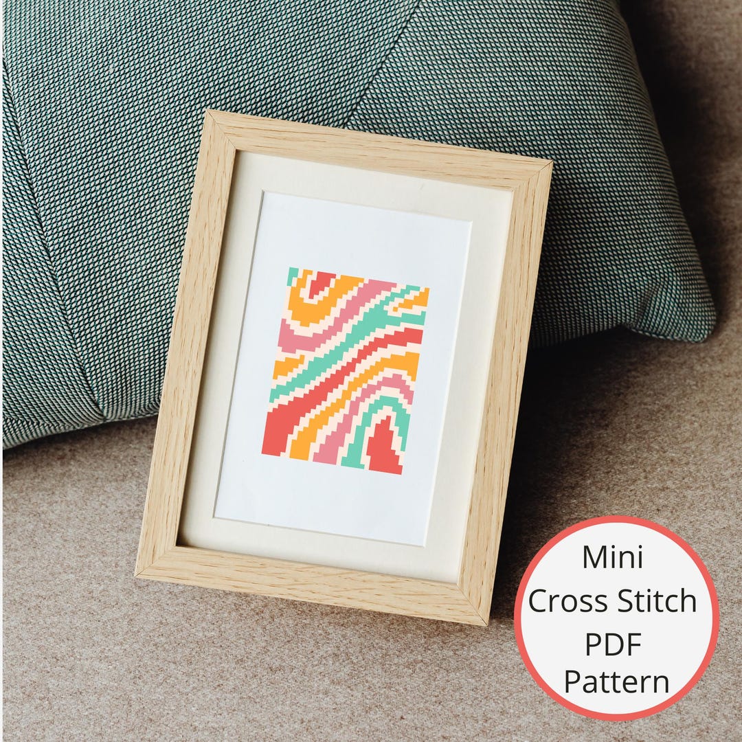 Mini Abstract Color Swirl Cross Stitch Pattern, Tiny Cross Stitch ...