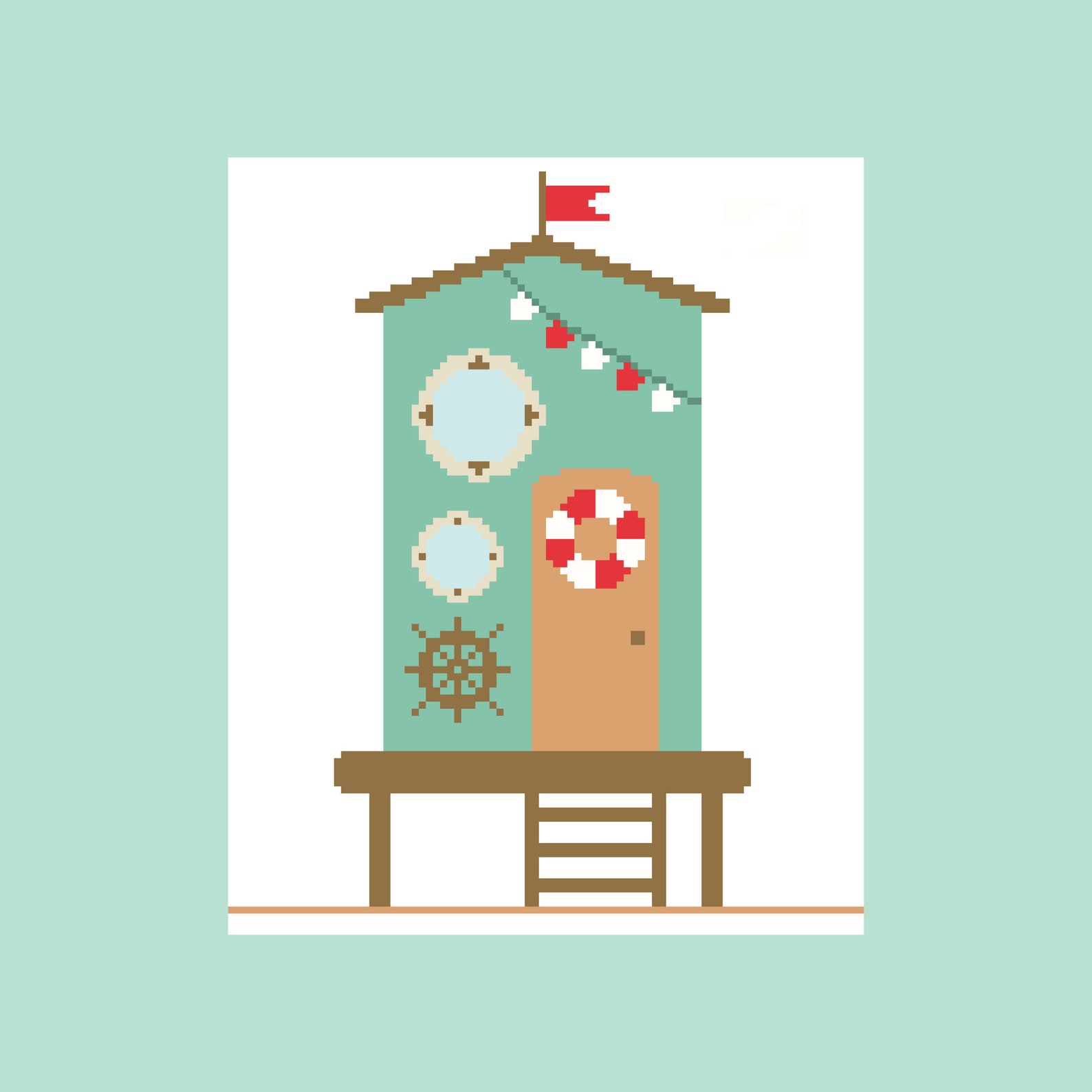 Beach Hut Cross Stitch Pattern Beach House Pattern Beach - Etsy