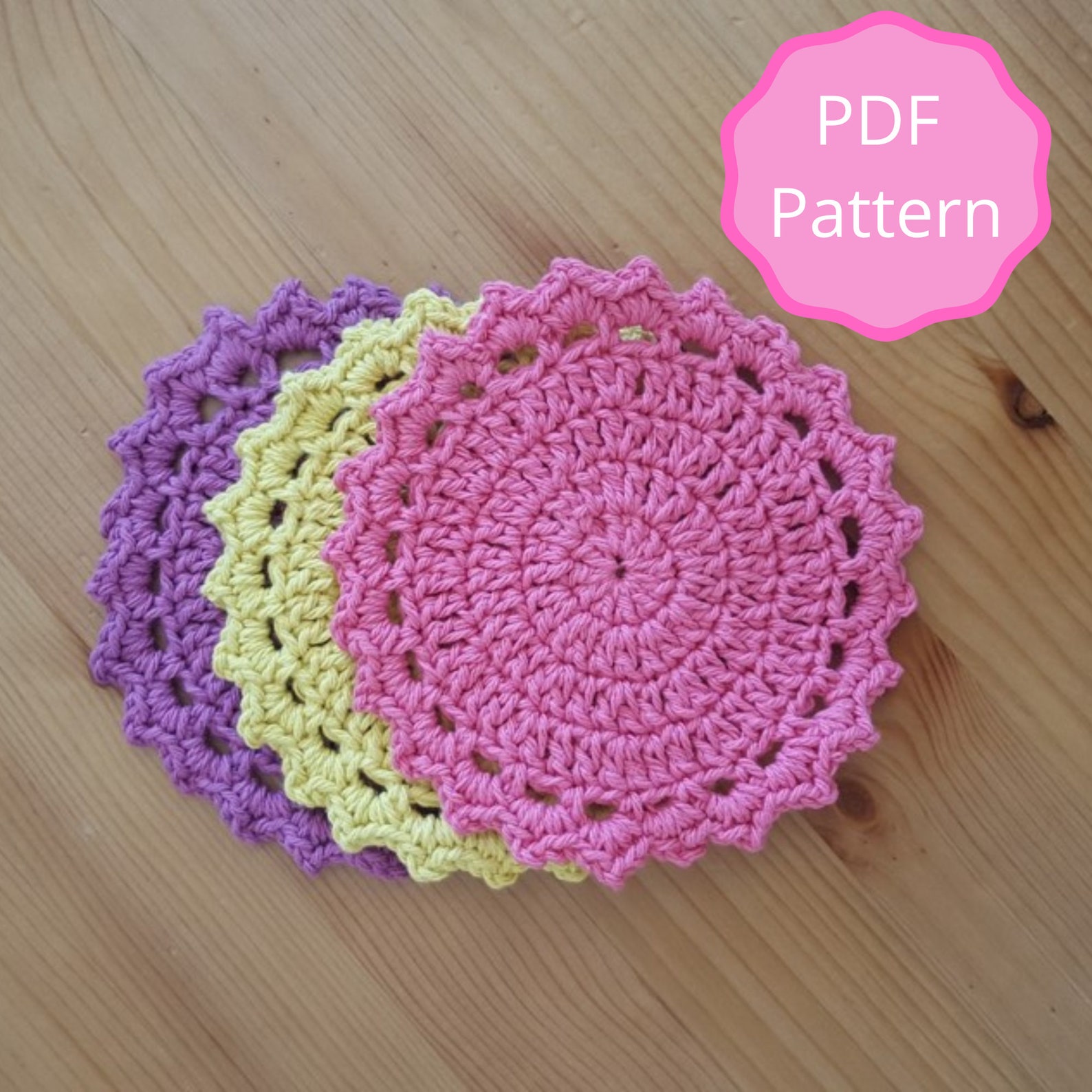 Easy Crochet Coasters Pattern for Beginners, Quick Crochet Pattern ...