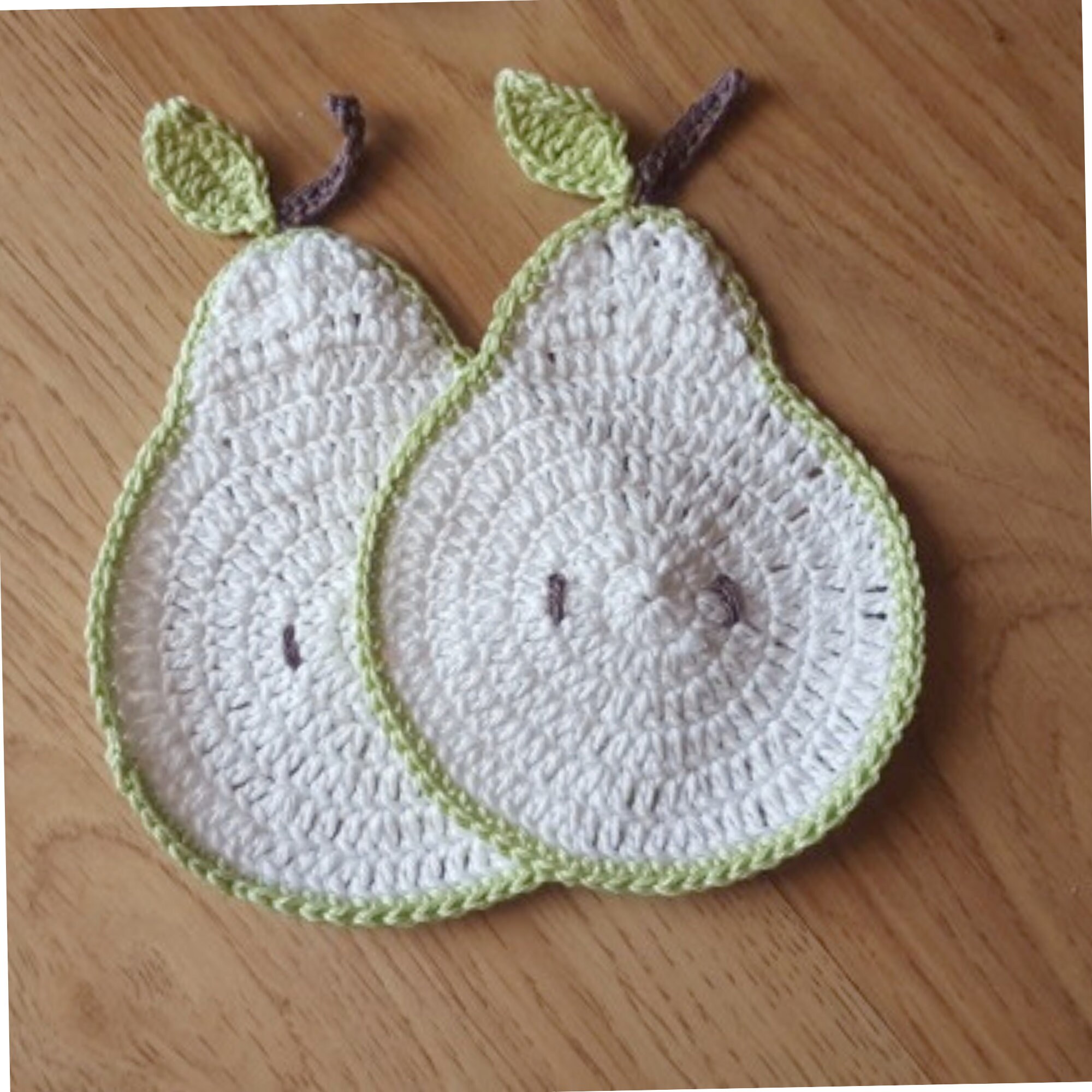 Pear Slice Crochet Coasters Pattern: Fruit Mug Rugs (PDF Pattern) - Etsy