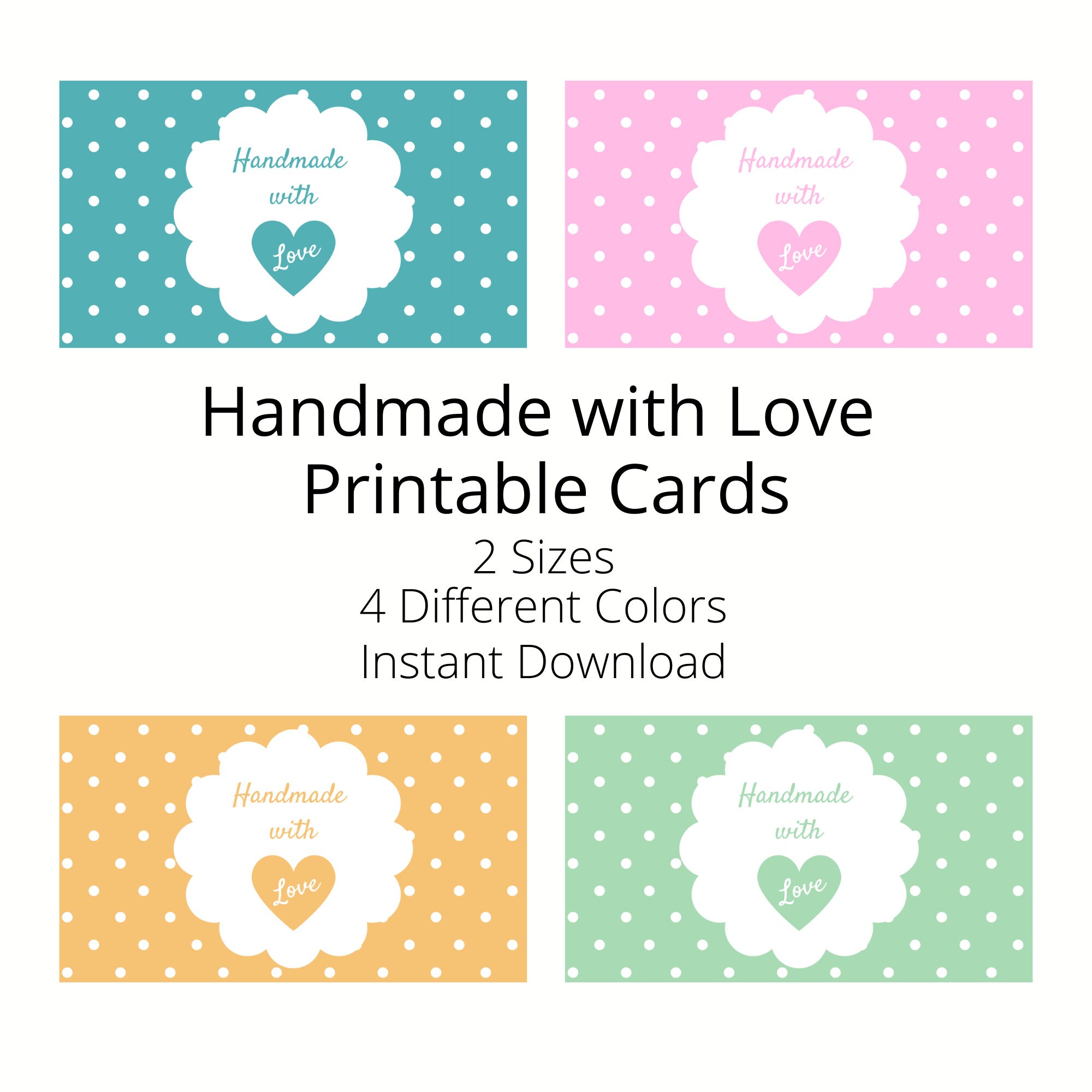 Printable Polkadot Pastel Handmade With Love Labels, 2 Sizes, 4 Colors ...