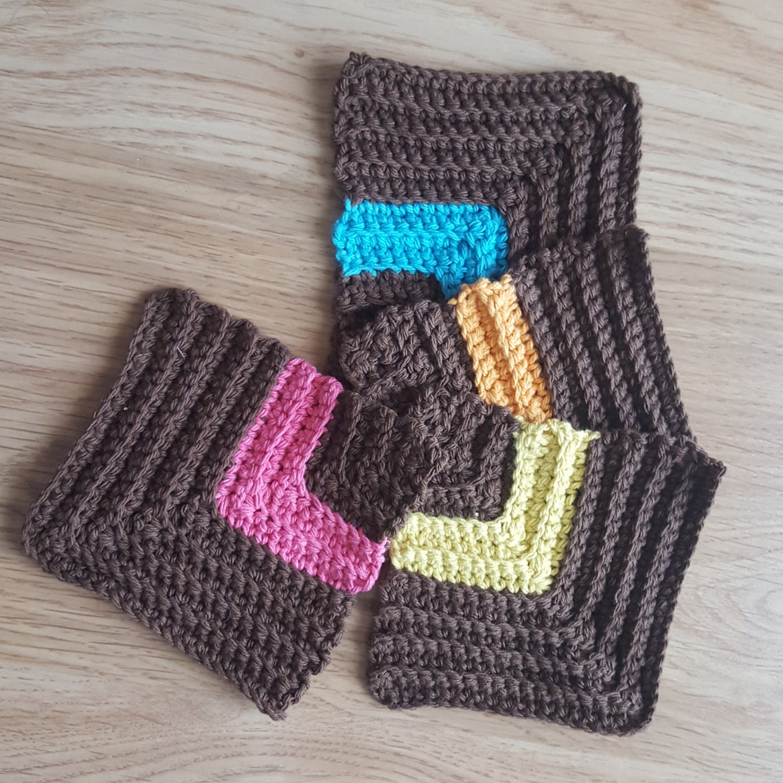 Retro Crochet Coasters Pattern Square Crochet Coasters - Etsy
