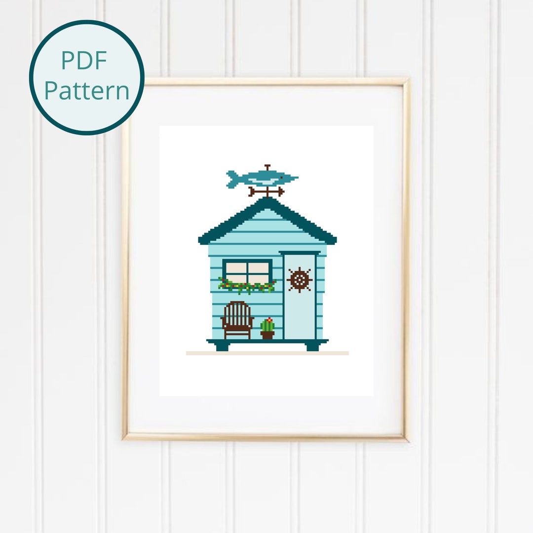 Beach Hut Cross Stitch Pattern: Nautical Cottage Decor (PDF Download ...