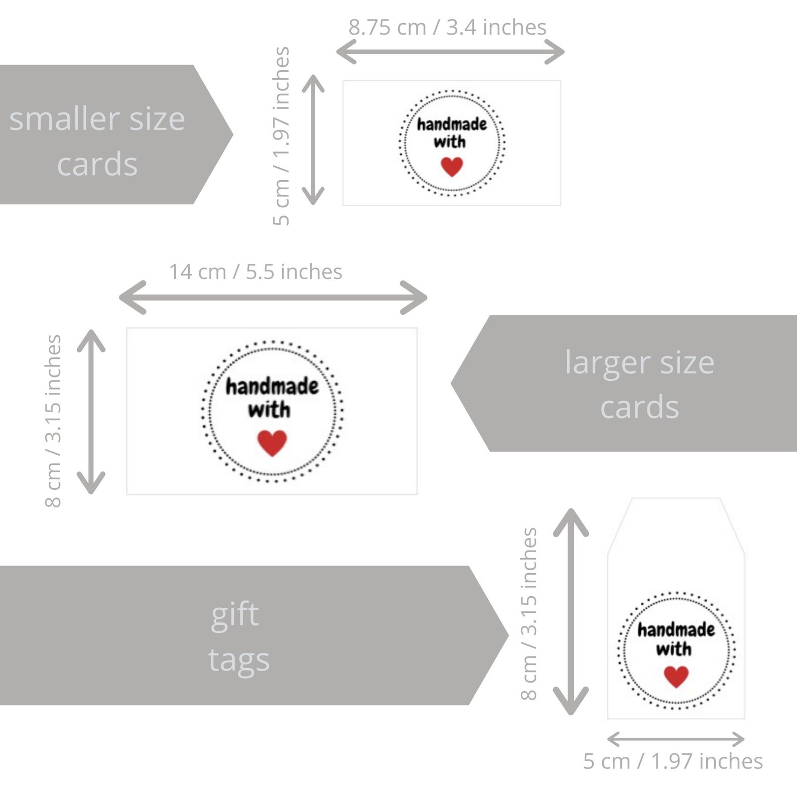 Printable Handmade With Love Gift Tags, Handmade With Love Cards, Made ...