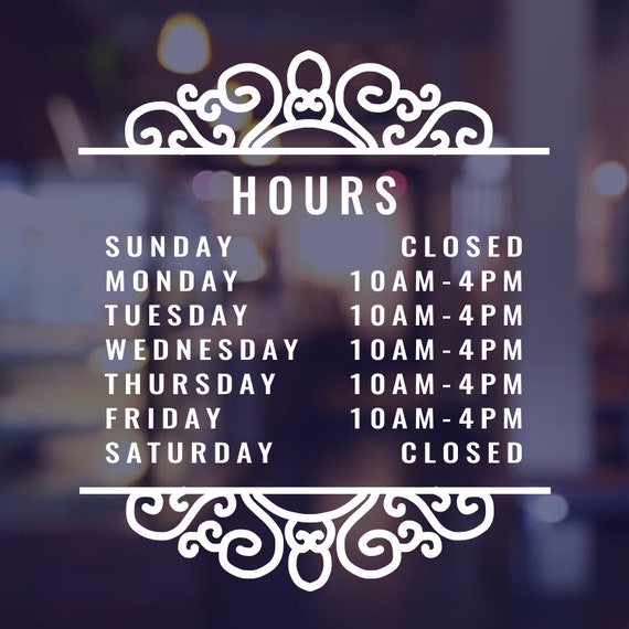 DIGITAL Store Hours Decal Download Business Window Vinyl | Etsy