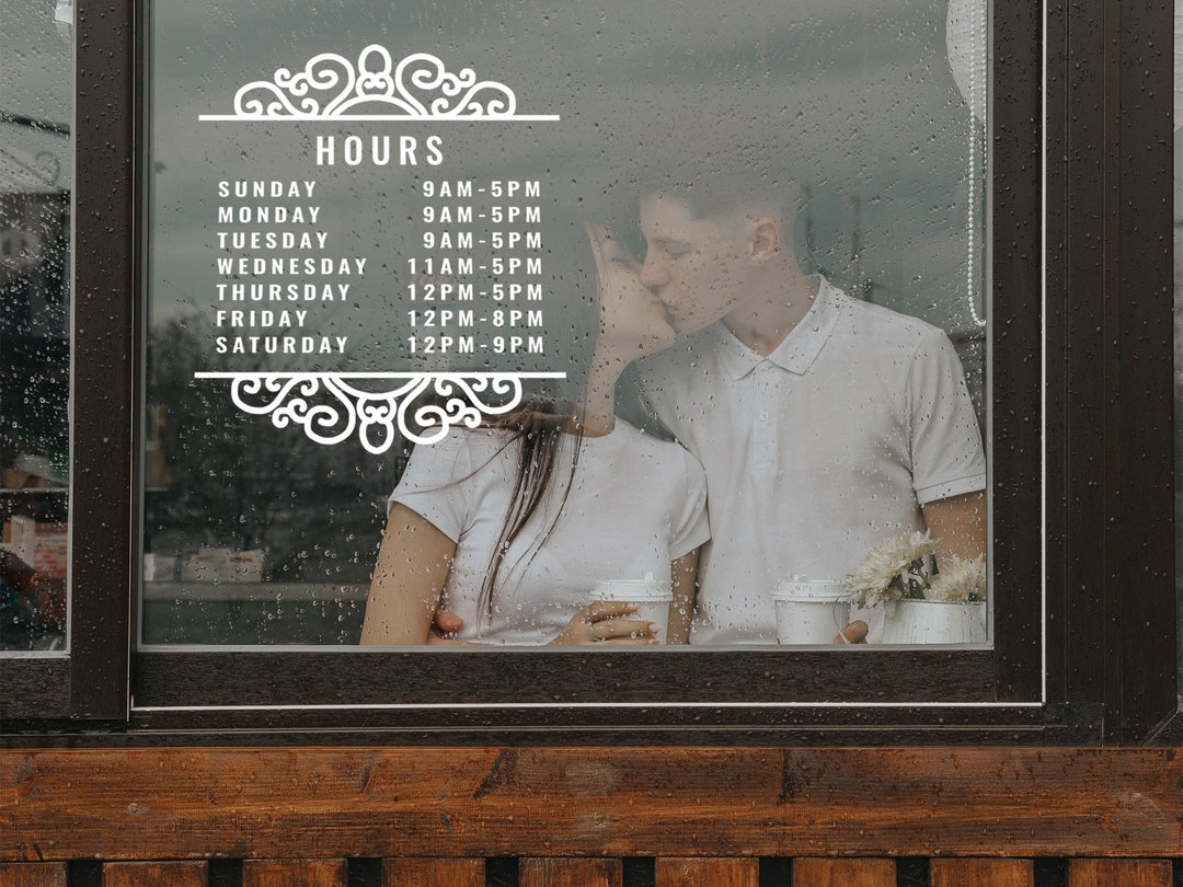 DIGITAL Store Hours Decal Download | Business Window Vinyl Decal | Shop ...