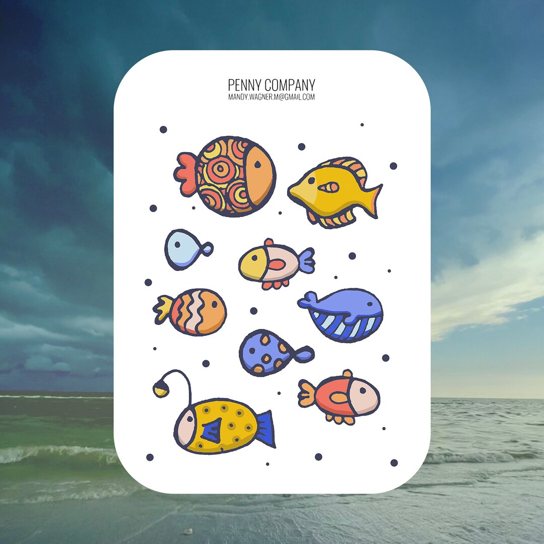 Fish Sticker Sheet Digital Download | Fish Stickers | DIY Sticker Sheet ...