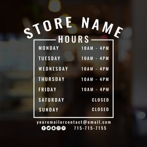 DIGITAL Store Hours Decal Download, Business Window Vinyl Decal | Shop ...