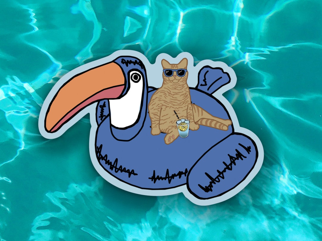 Toucan Pool Floatie Cat Die Cut Hand Drawn Toucan Orange Cat - Etsy