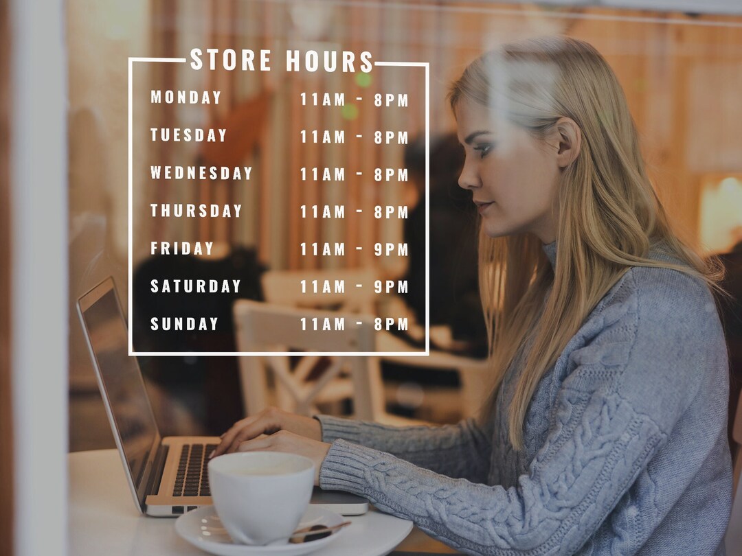 CUSTOMIZABLE Store Hours Decal Download | Customizable Business Window ...