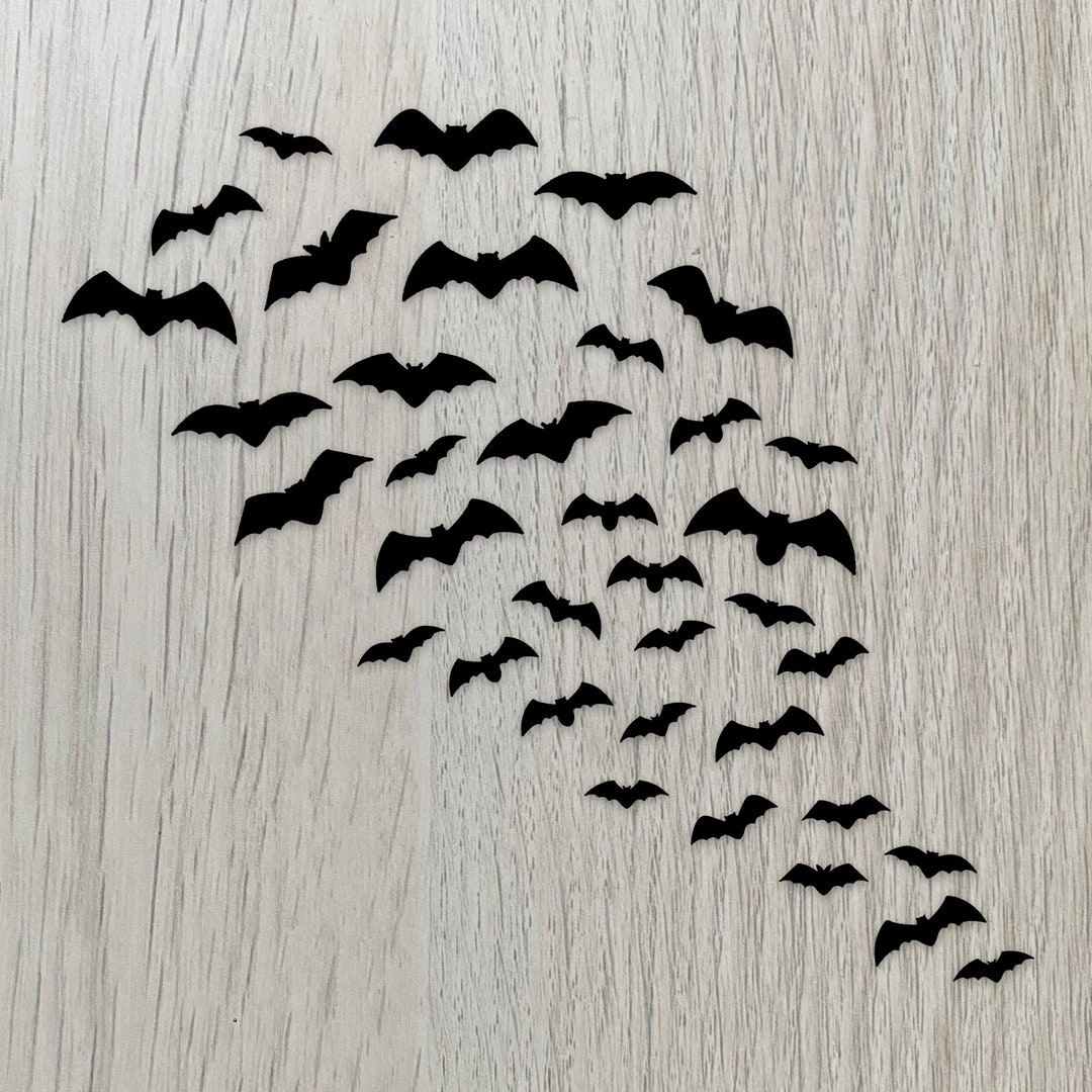 43 Piece Spooky Halloween Bat Vinyl Decal Set, Scary Vinyl Decals ...