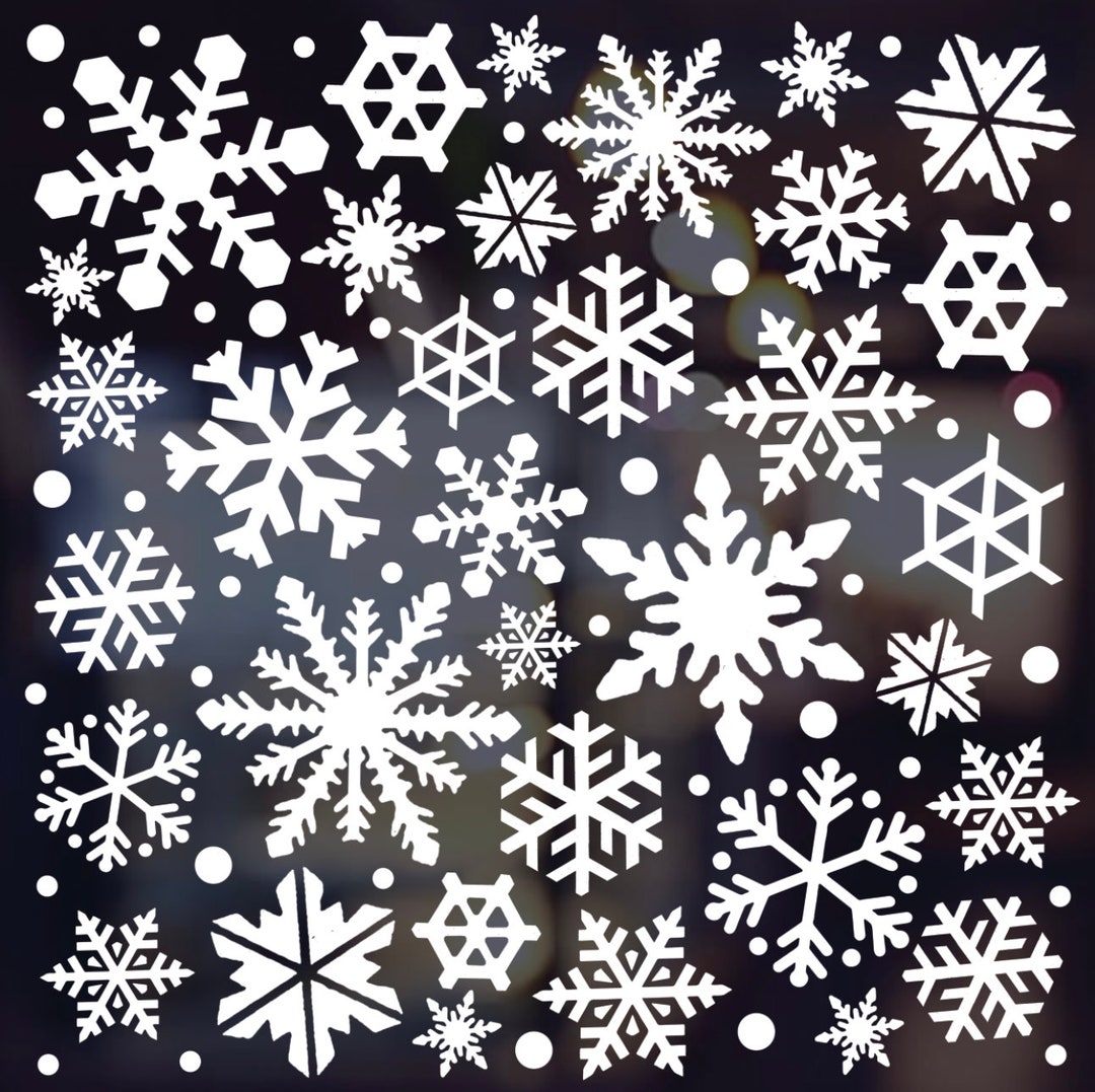 70 Piece Winter Snow Flake Vinyl Decal Set, Holiday Decals, Christmas ...