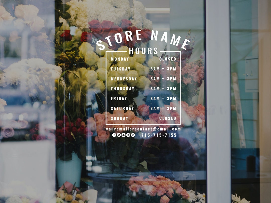 DIGITAL Store Hours Decal Download, Business Window Vinyl Decal | Shop ...