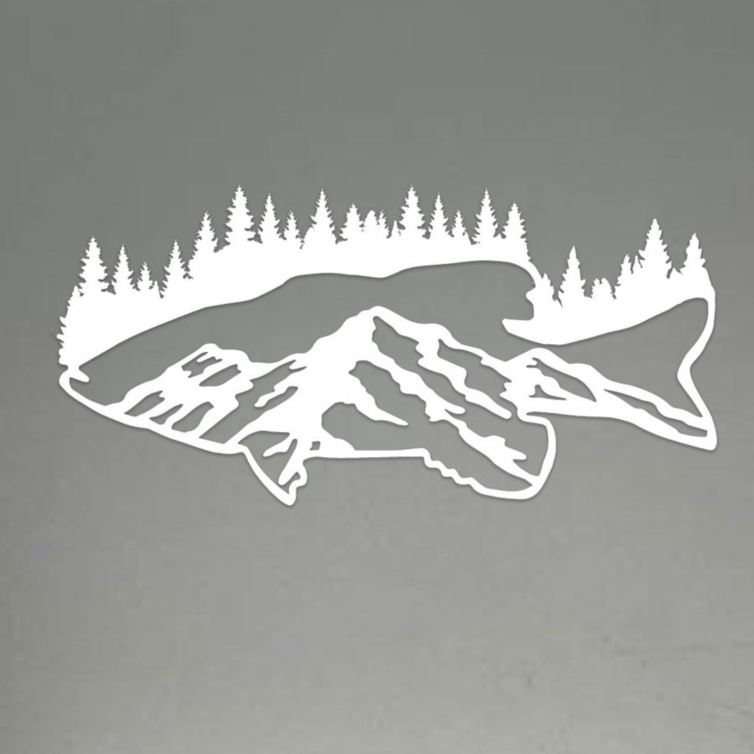 Fish Mountain Decal | Vinyl of a Fish With a Mountain Range Inside and ...