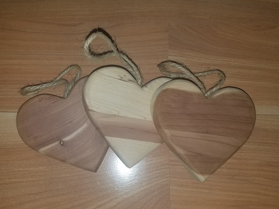 Set of 3 Cedar Wooden Hearts | Etsy