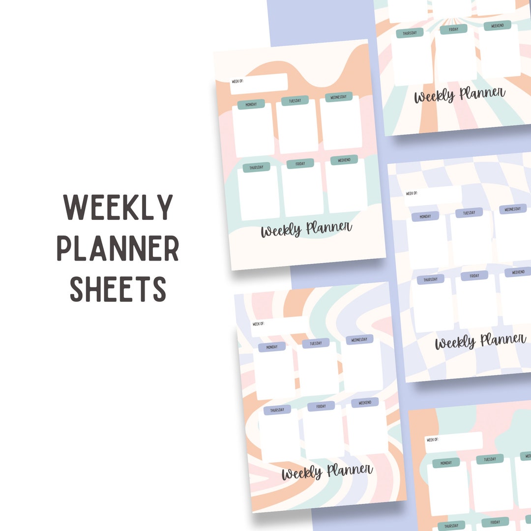 Retro Planner // Printable Planner Spreads // Digital Planner Spreads ...