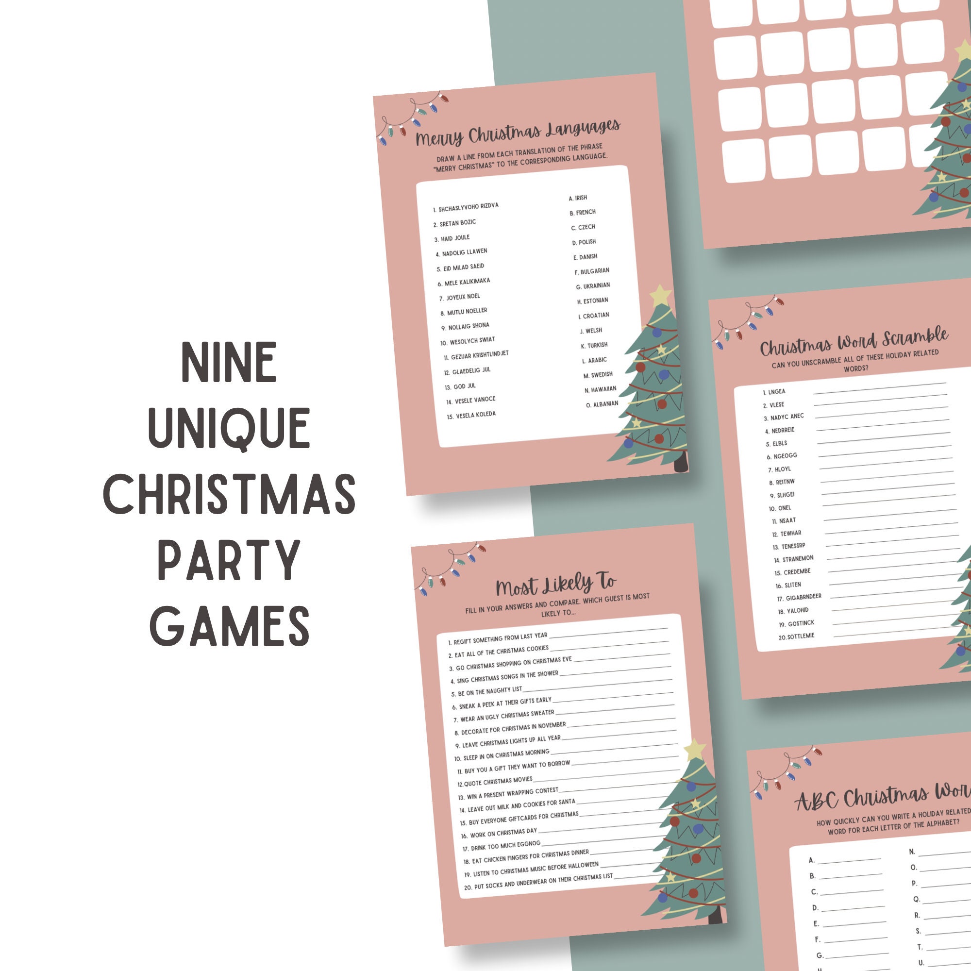Printable Party Games // Christmas Party Games // Holiday Party Games ...