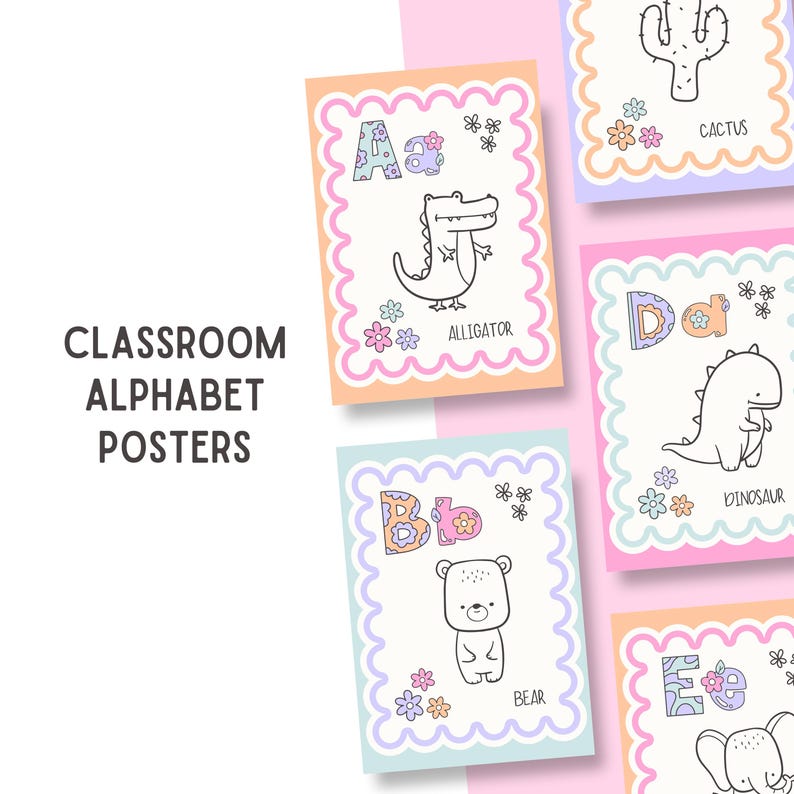 Classroom Decor // Classroom Alphabet // Letter Posters // Pastel Retro ...