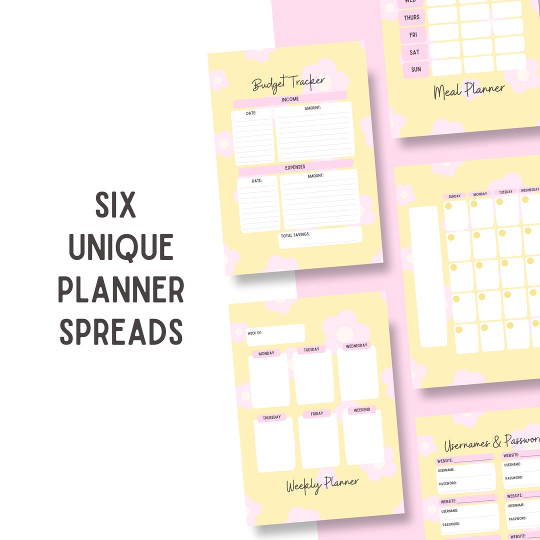 Retro Planner // Printable Planner // Digital Planner Spreads for ...