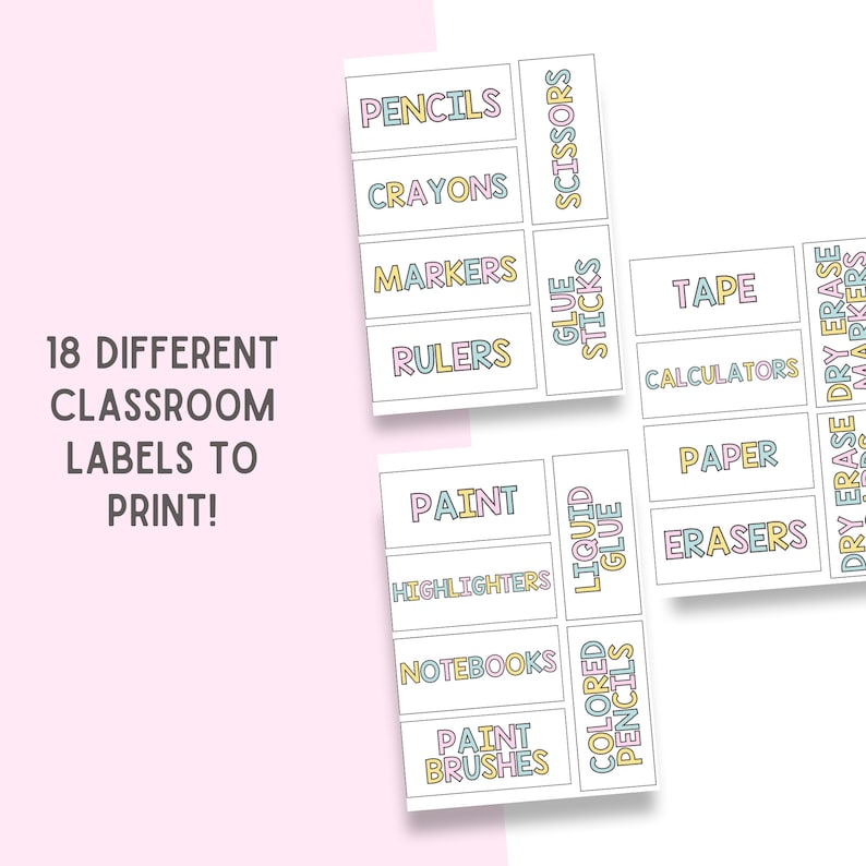 Classroom Decor // Classroom Labels // Supply Labels // Pastel ...