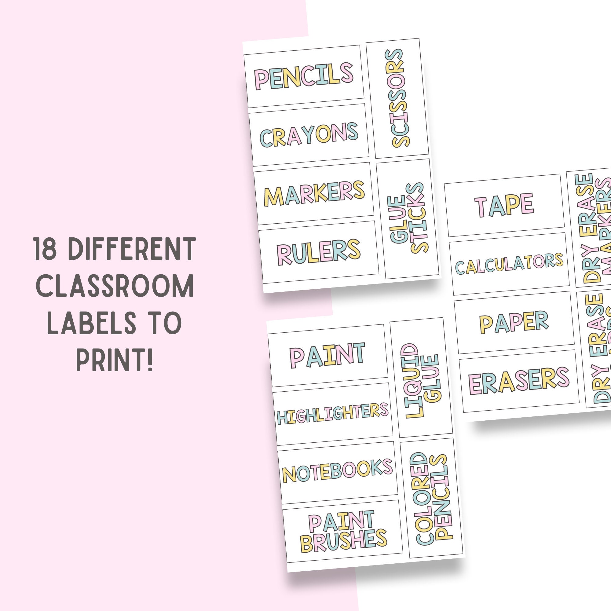 Classroom Decor // Classroom Labels // Supply Labels // Pastel ...