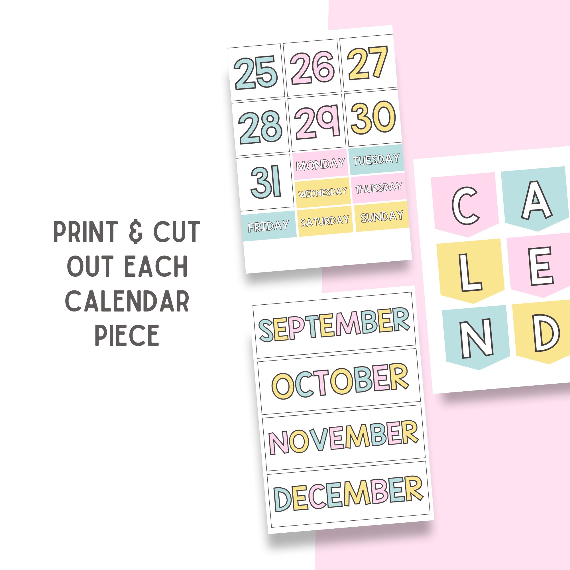 Classroom Calendar // Pocket Chart Calendar // Printable Calendar ...