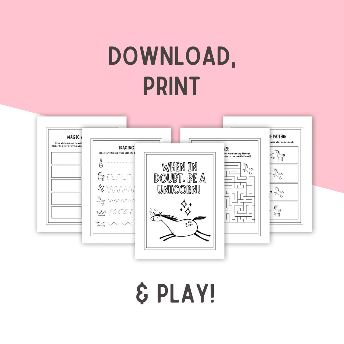 Printable Activity Book // Workbook // Unicorn Activity Book // Unicorn ...