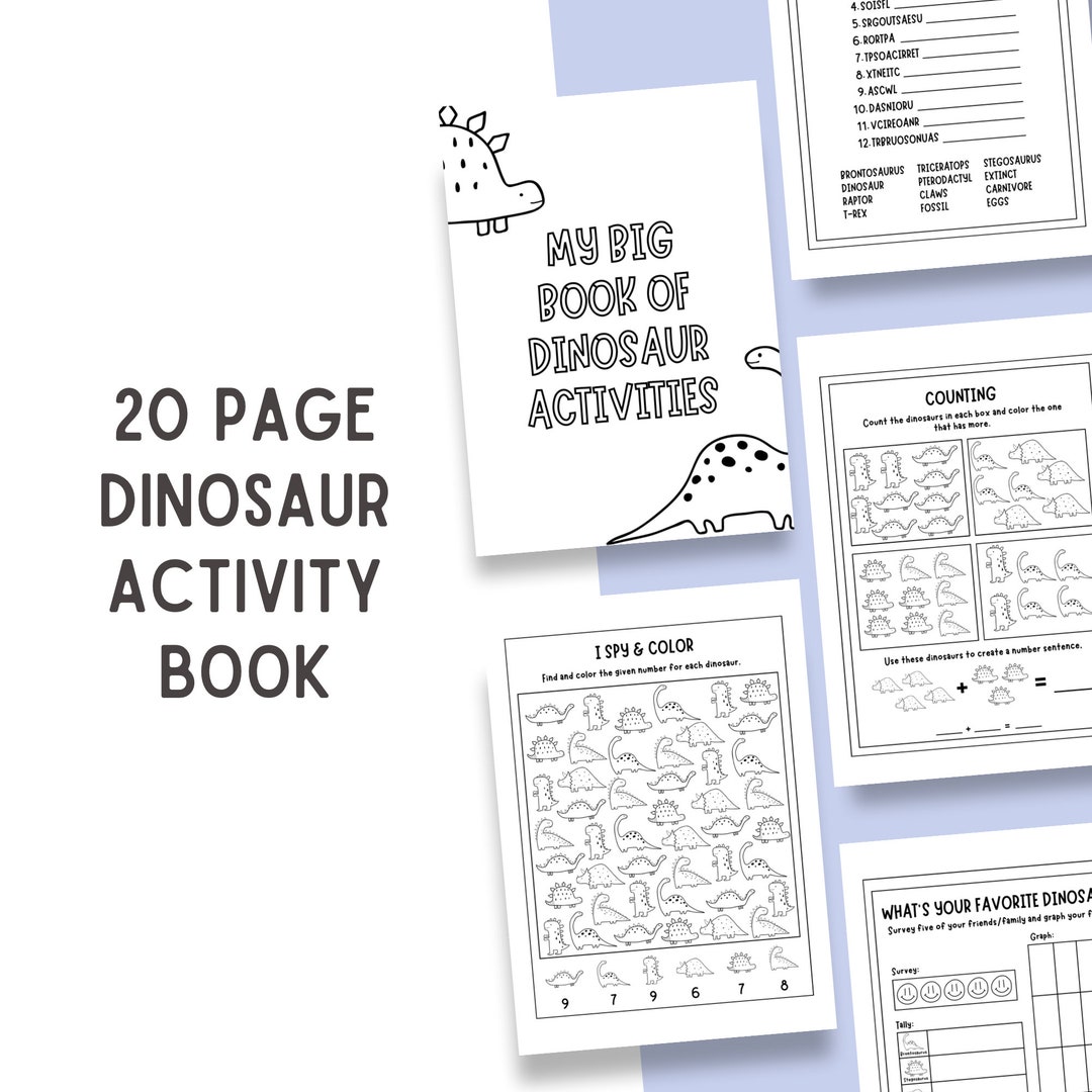 Printable Activity Book // Workbook // Dinosaur Activity Book ...