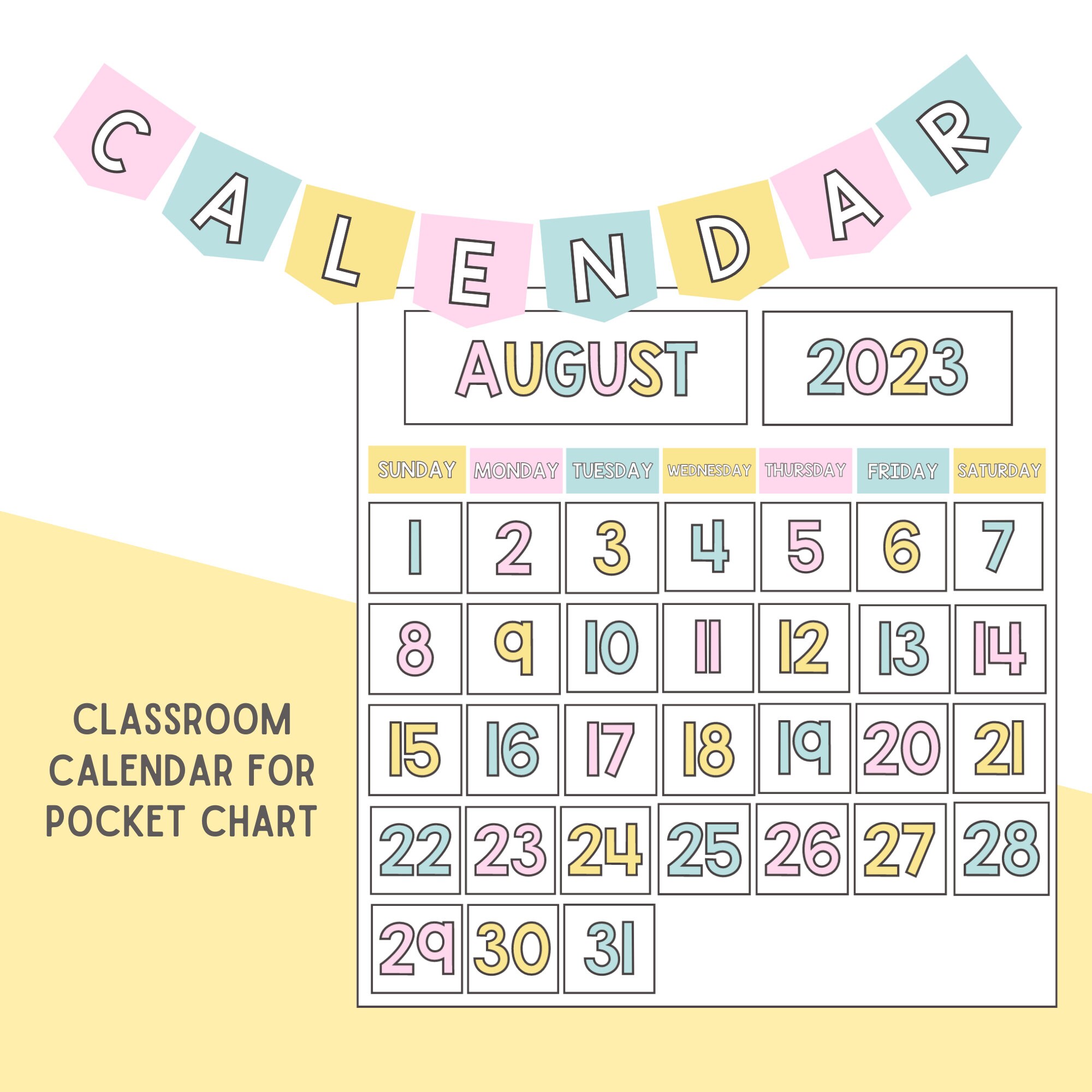 Classroom Calendar // Pocket Chart Calendar // Printable Calendar ...
