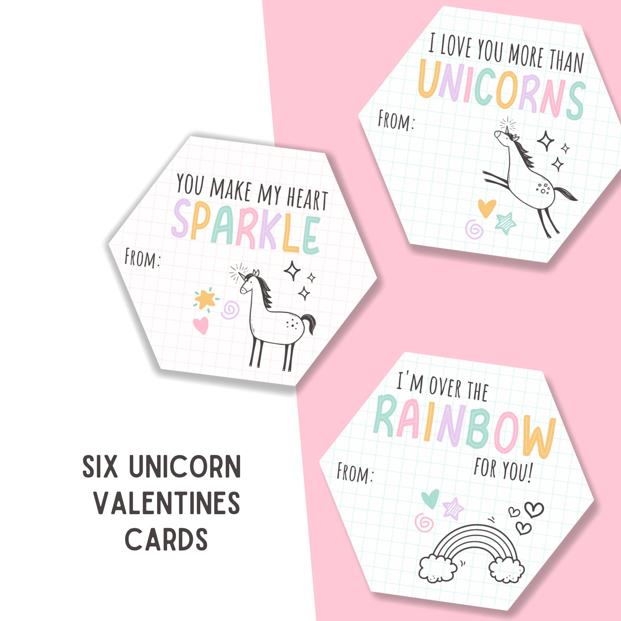 Printable Valentines Cards // Rainbow Unicorn Valentines Cards ...