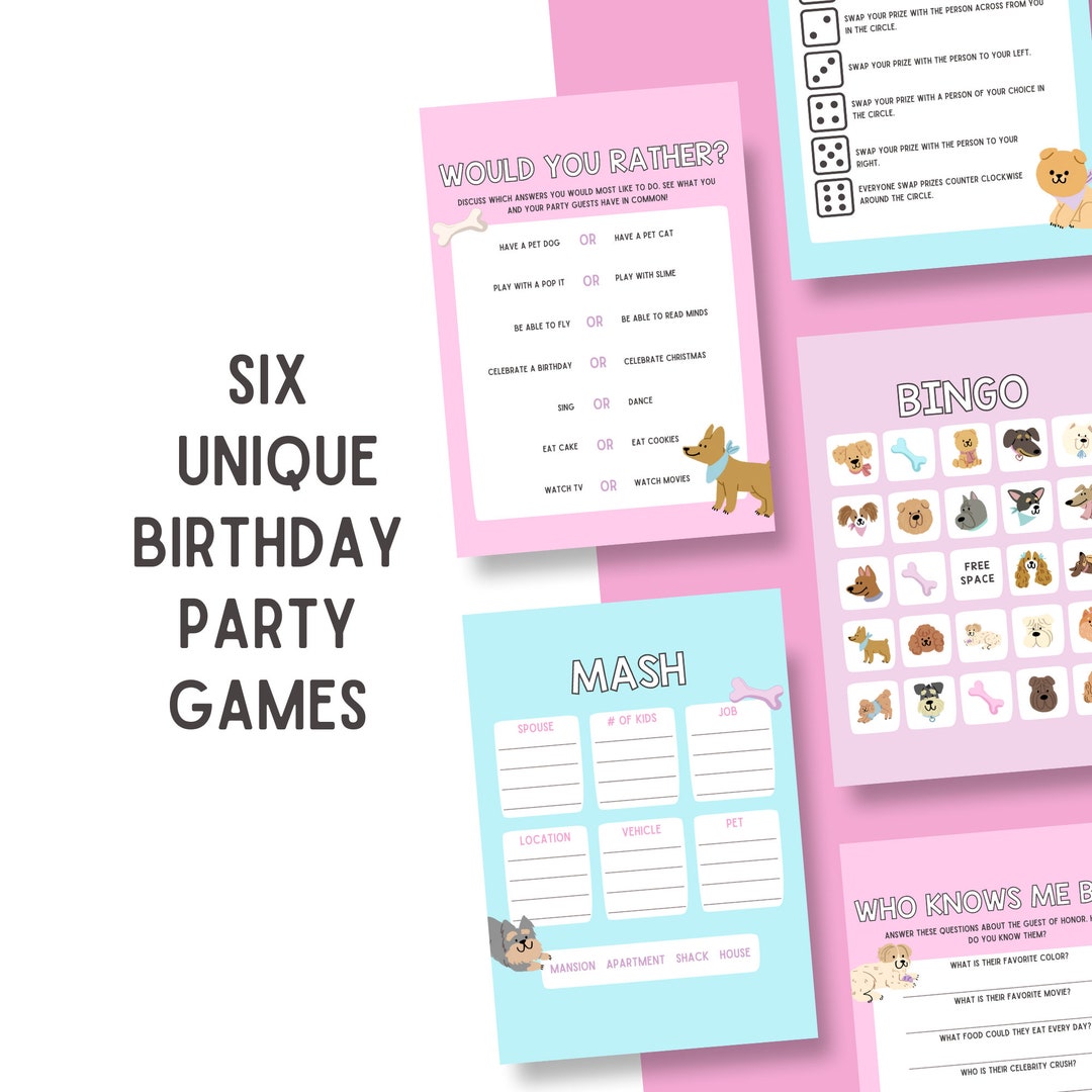 Printable Party Games // Birthday Party Games // Dog Party Games ...