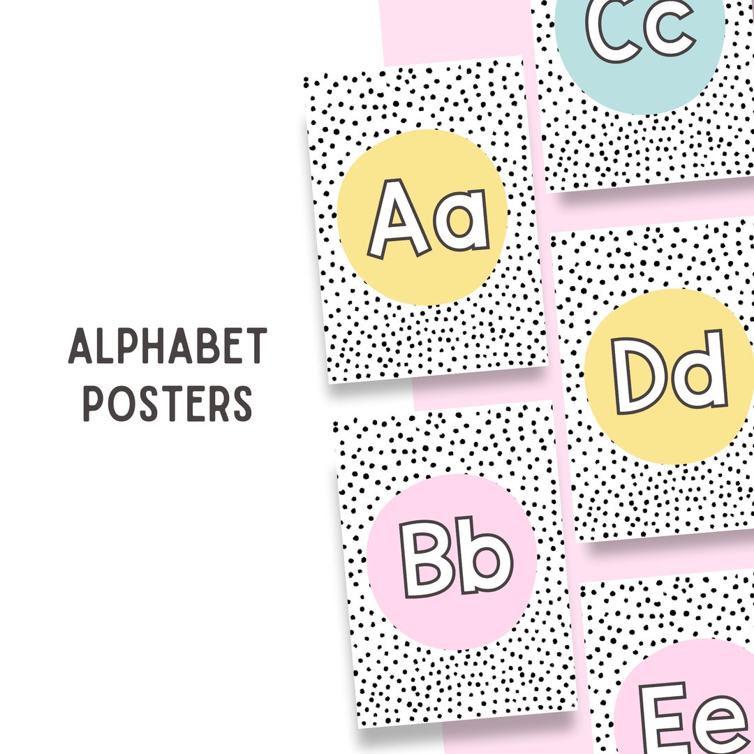 Classroom Decor // Classroom Alphabet // Alphabet Posters // Polka Dot ...